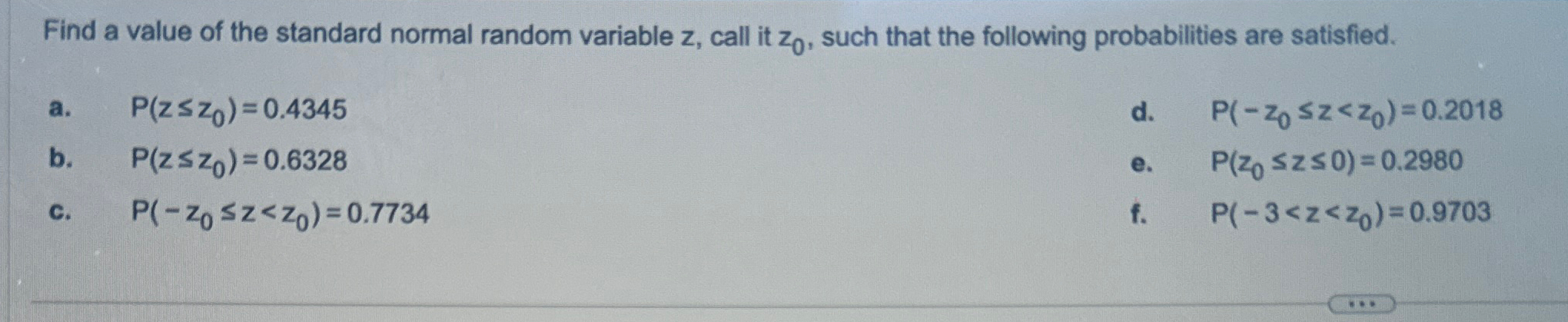 Solved Find a value of the standard normal random variable | Chegg.com