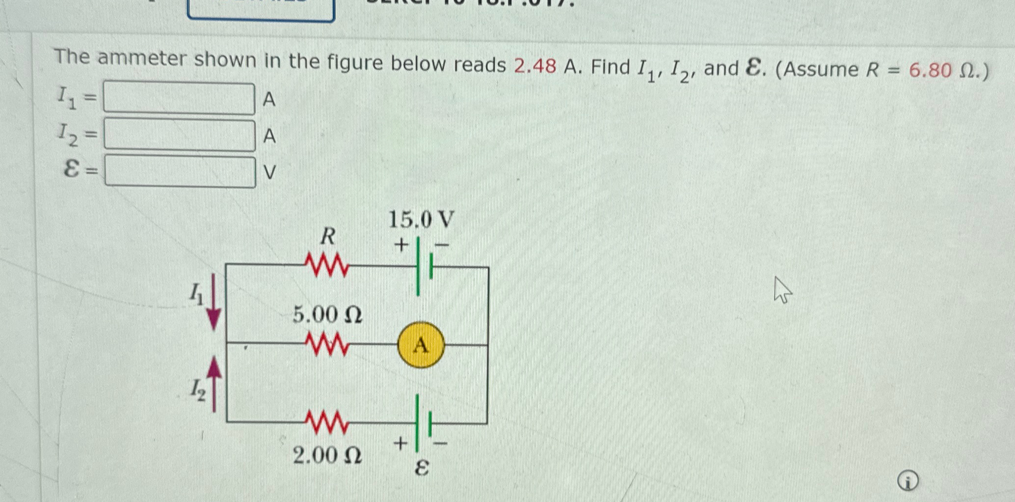 Solved The ammeter shown in the figure below reads 2.48A. | Chegg.com