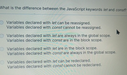 Solved What is the difference between the JavaScript | Chegg.com
