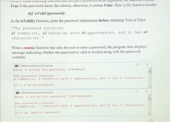 Solved 1. Password Validation (Use the posted password.py as | Chegg.com