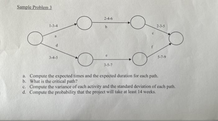 Solved Sample Problem 3 a. Compute the expected times and | Chegg.com