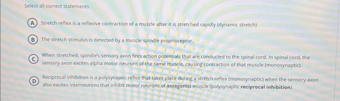 Solved Stretch reflex is a reflexive contraction of a muscle | Chegg.com