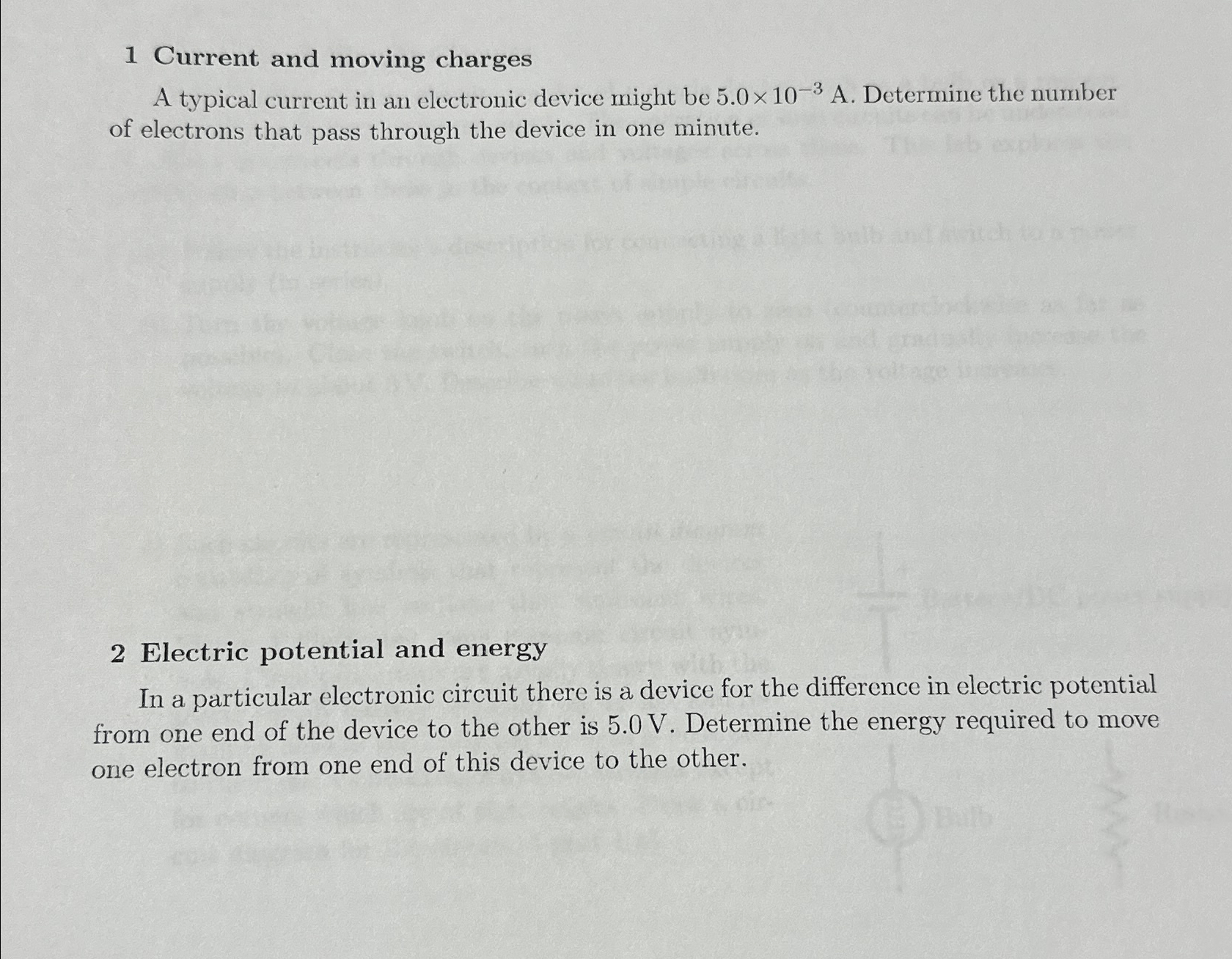 Solved 1 ﻿Current and moving chargesA typical current in an | Chegg.com
