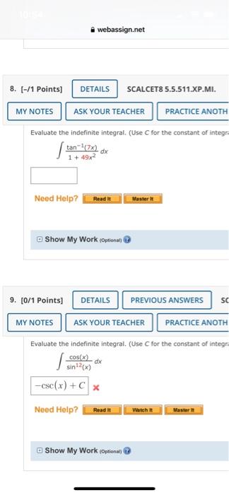Solved webassign.net 8. [-/1 Points] DETAILS SCALCET8 | Chegg.com