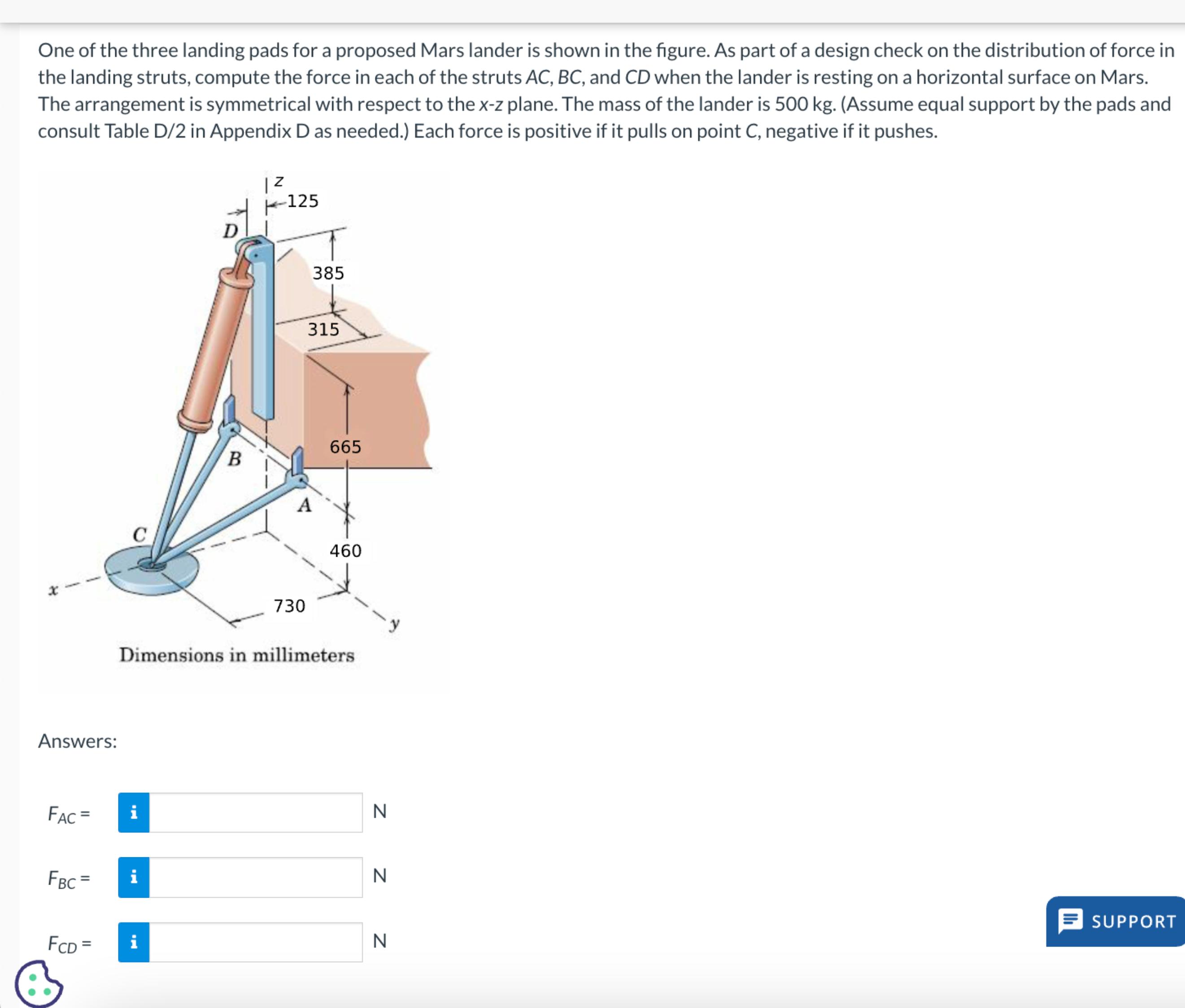 Solved One of the three landing pads for a proposed Mars | Chegg.com