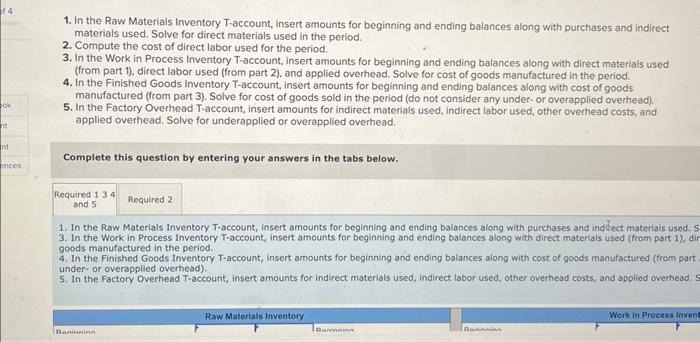 Solved (1) Required information1. In the Raw Materials | Chegg.com