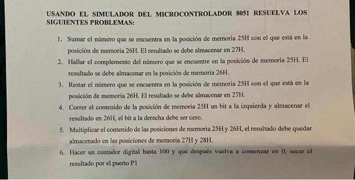 Solved USING THE 8051 MICROCONTROLLER SIMULATOR SOLVE THE | Chegg.com