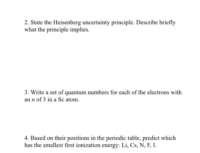 Solved 2. State the Heisenberg uncertainty principle. | Chegg.com