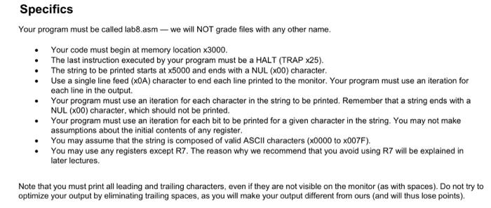 Solved Programming in LC-3 assembly language In this | Chegg.com