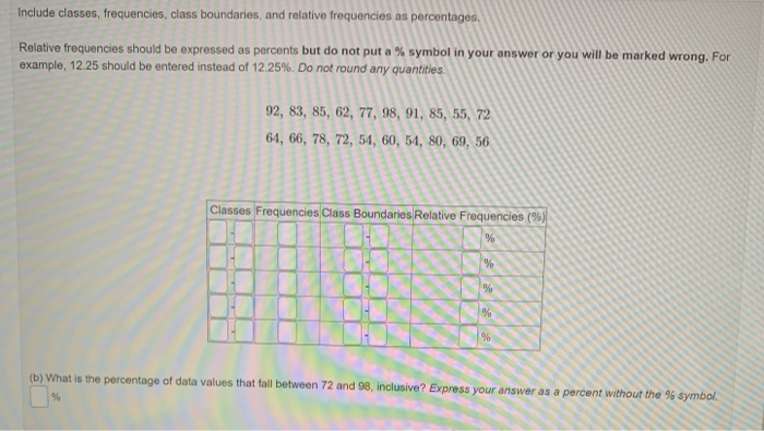 Solved Include classes, frequencies, class boundaries, and | Chegg.com
