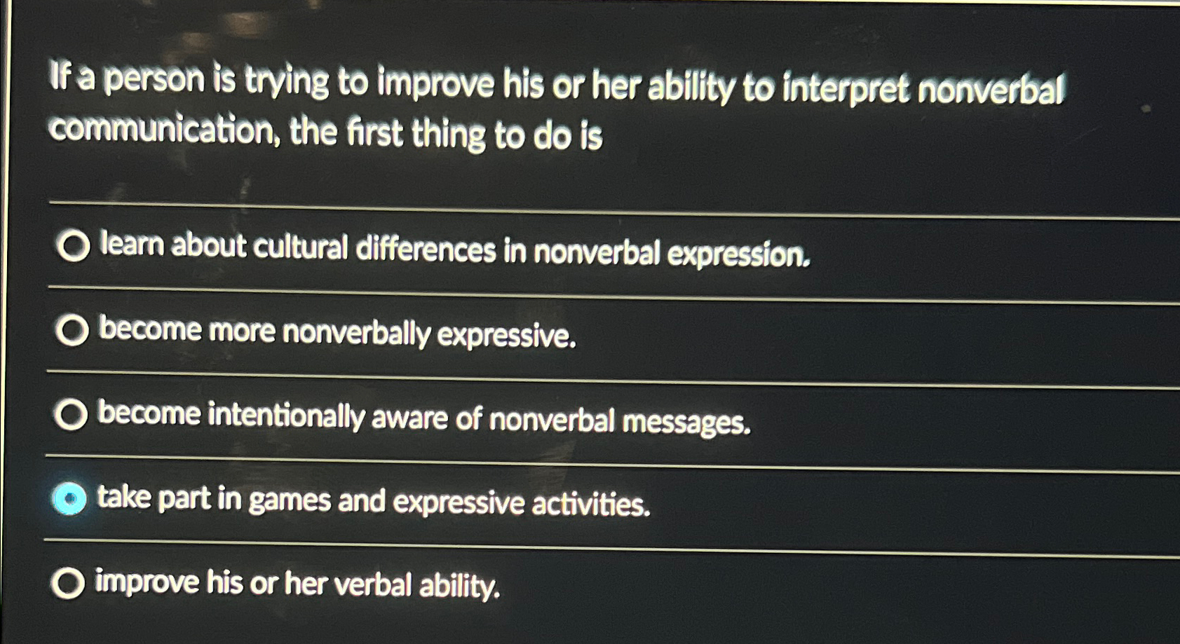 Solved If a person is trying to improve his or her ability | Chegg.com