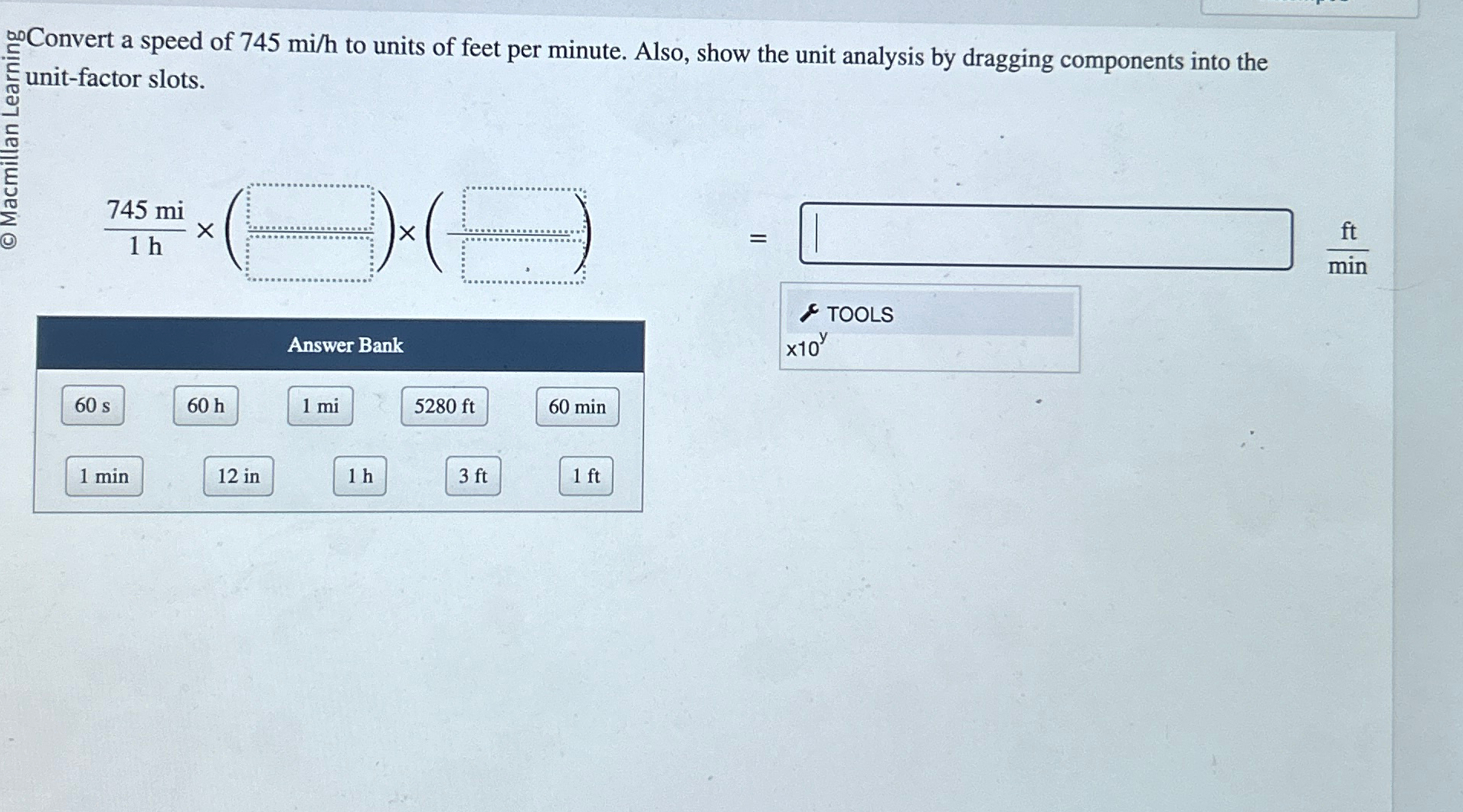 Solved ?∞0 ﻿Convert a speed of 745mih ﻿to units of feet per | Chegg.com