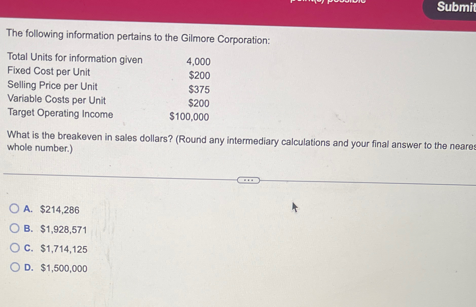 Solved The following information pertains to the Gilmore | Chegg.com
