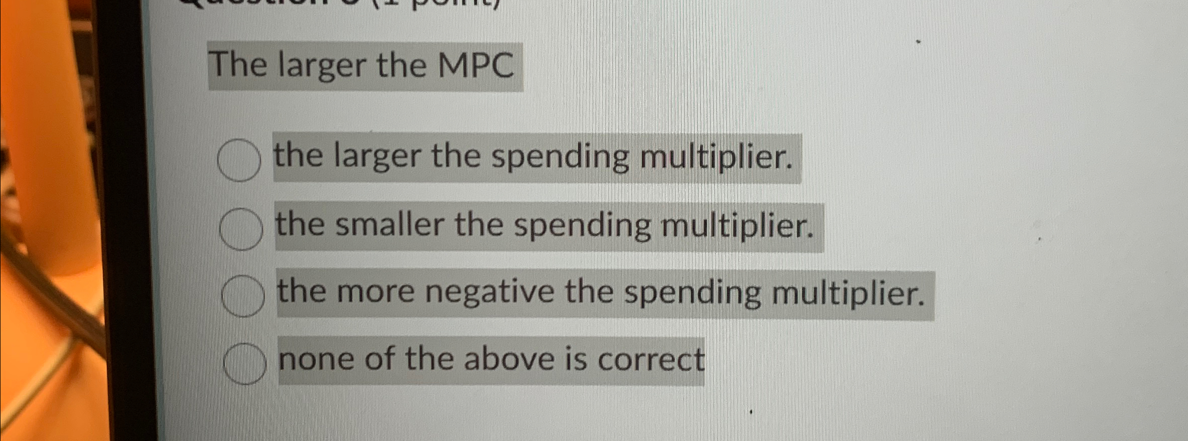 Solved The larger the MPCthe larger the spending | Chegg.com