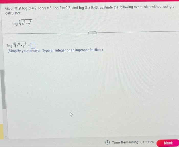 Solved Given that logx=2,logy=3,log2≈0.3, and log3≈0.48, | Chegg.com