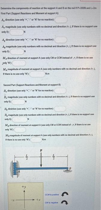 Solved Determine the components of reaction at the support A | Chegg.com