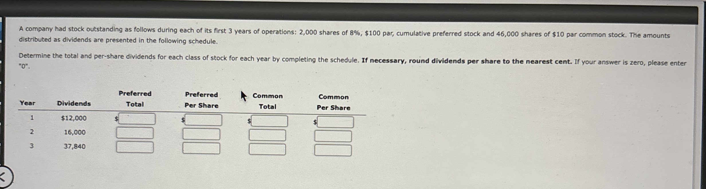 Solved distributed as dividends are presented in the | Chegg.com