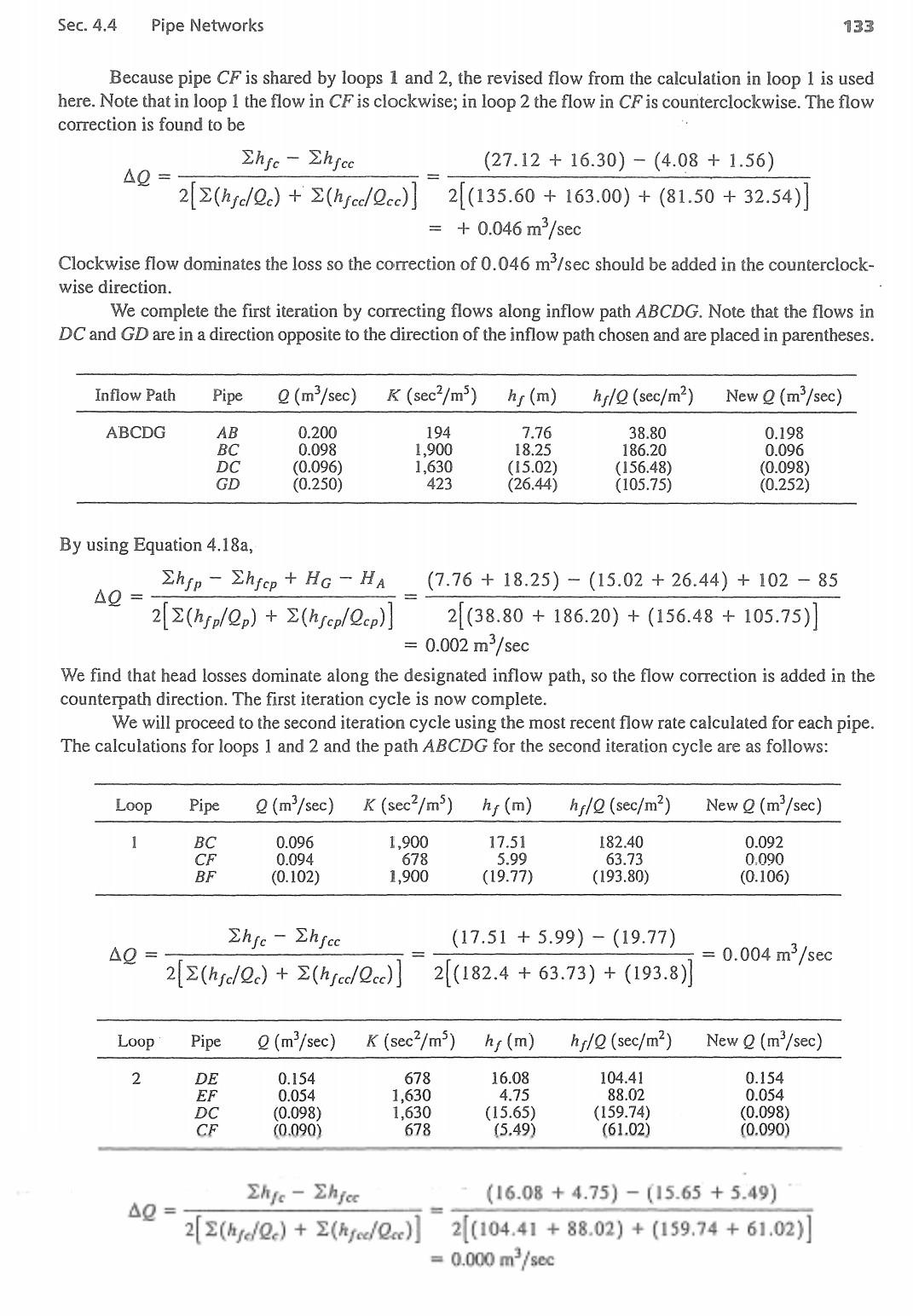 Solved solve example 4.9 using Hazen-William equation, use | Chegg.com