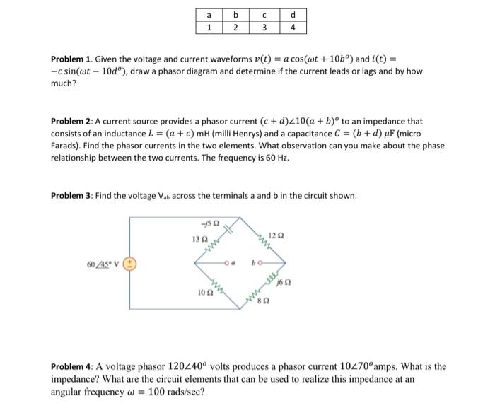 Solved Problem 1. Given the voltage and current waveforms | Chegg.com