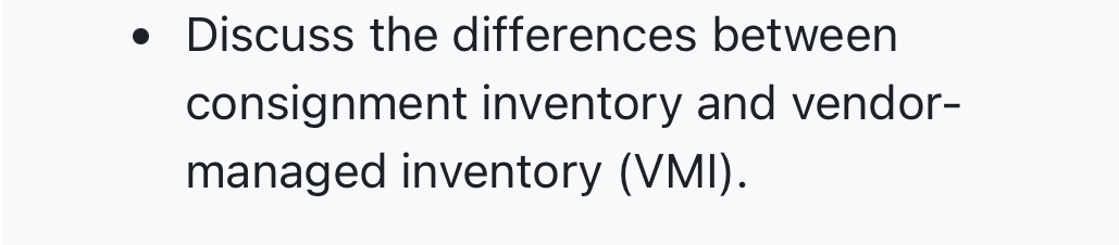 Solved Discuss the differences between consignment inventory | Chegg.com