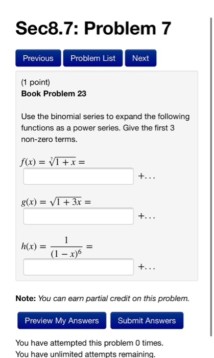 Solved Sec8.7: Problem 7 Previous Problem List Next (1 | Chegg.com Solved Sec8.7: Problem 7 Previous Problem List Next (1 | Chegg.com