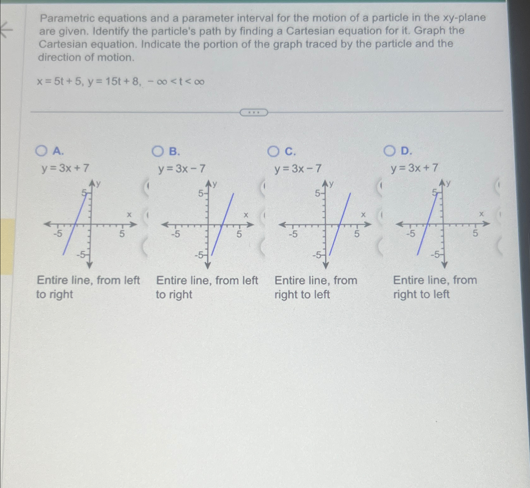 Solved Parametric equations and a parameter interval for the | Chegg.com