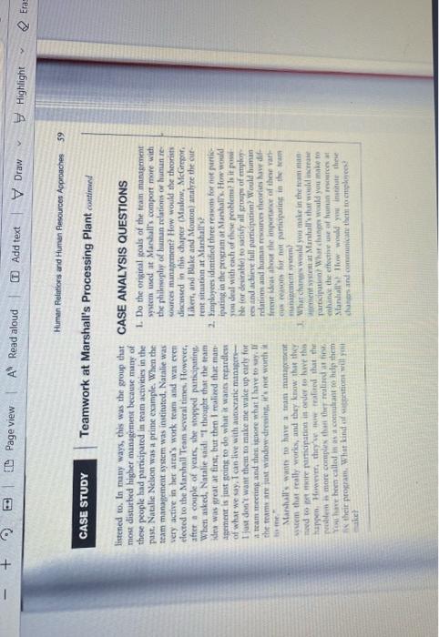 Solved Teamwork at Marshall's Processing Plant Marshall's is | Chegg.com