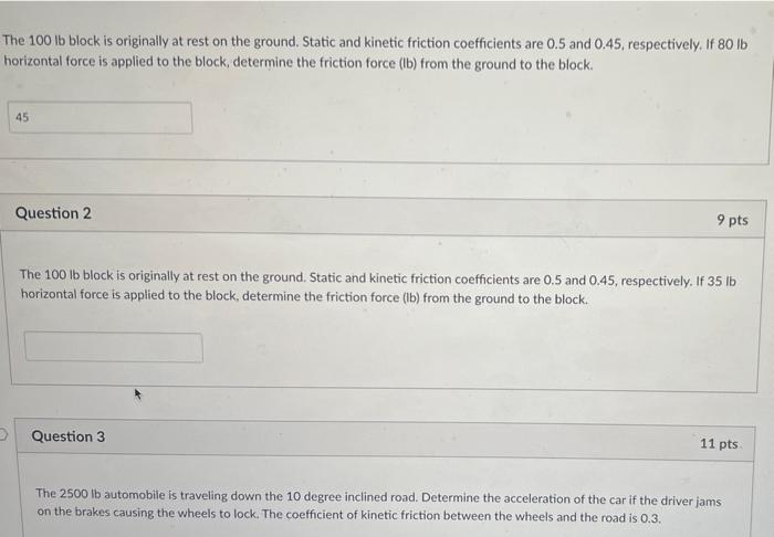 Solved The 100 lb block is originally at rest on the ground. | Chegg.com
