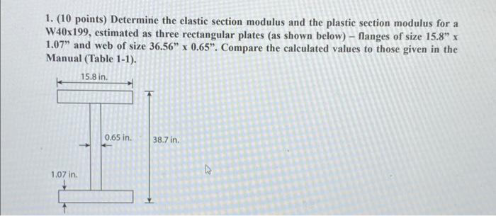 Solved 1. (10 points) Determine the elastic section modulus | Chegg.com