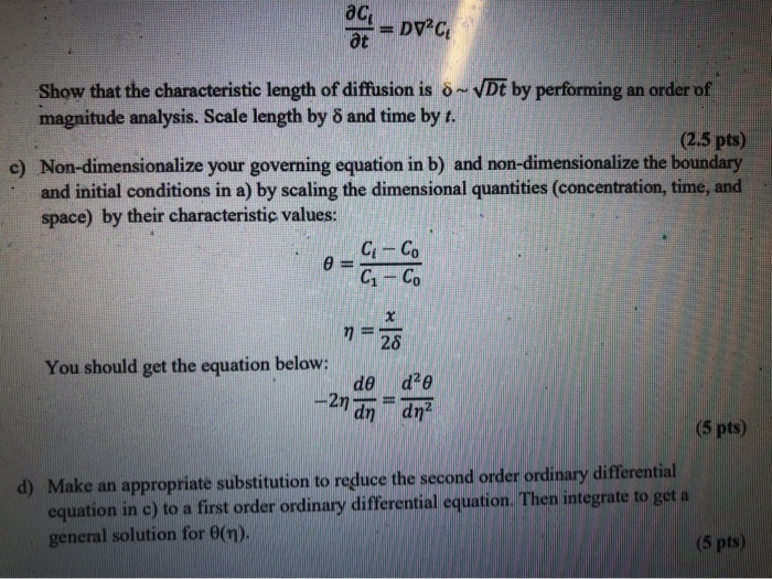 4. (20 pts) One-dimensional unsteady diffusion in a | Chegg.com