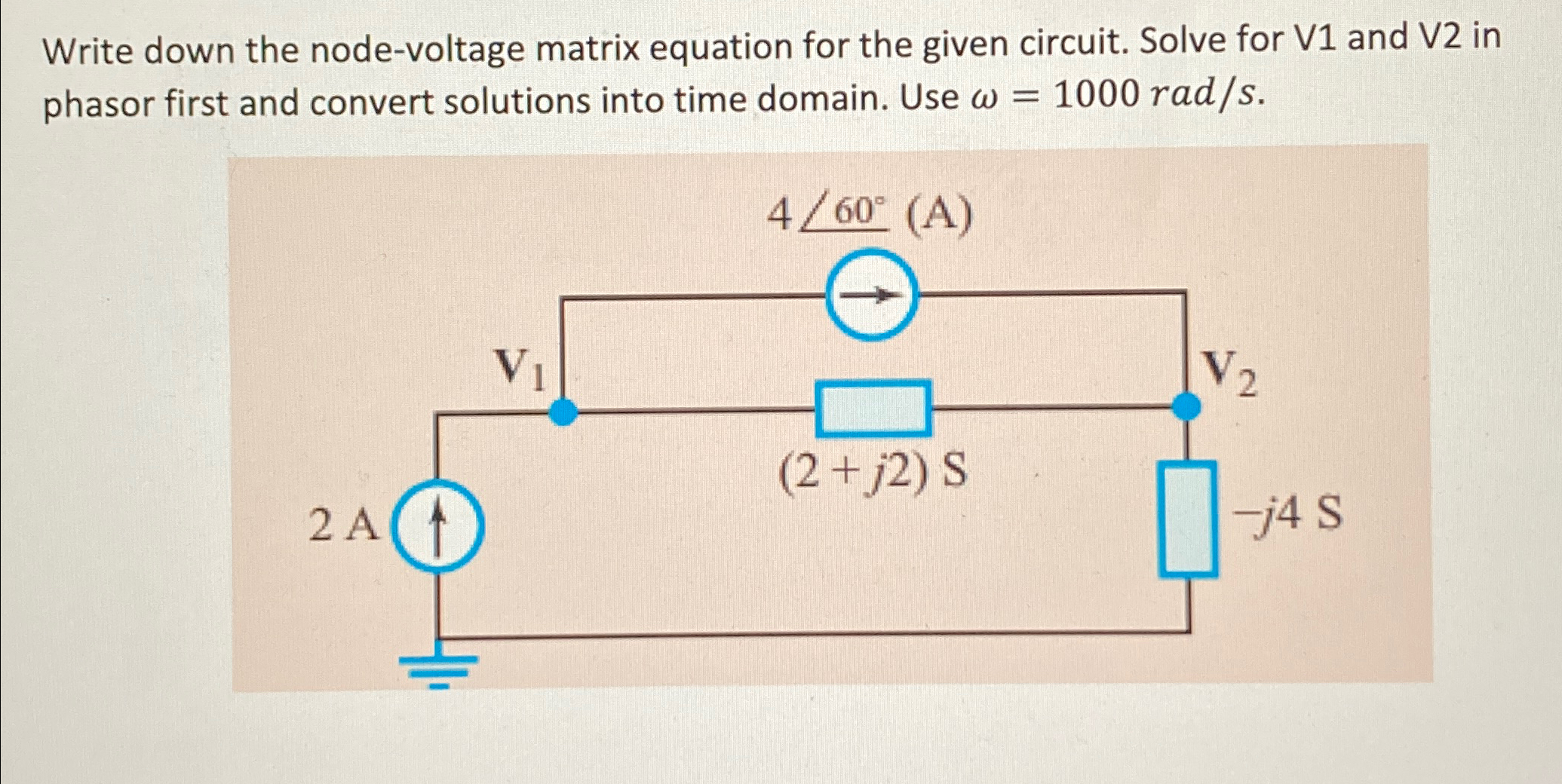 Solved Write down the node-voltage matrix equation for the | Chegg.com