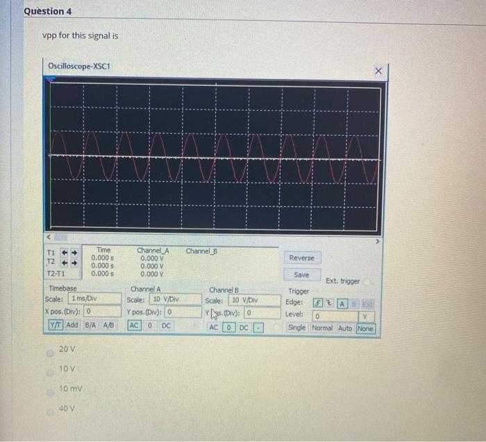 Solved Question 4 vpp for this signal is Oscilloscope-XSC1 | Chegg.com