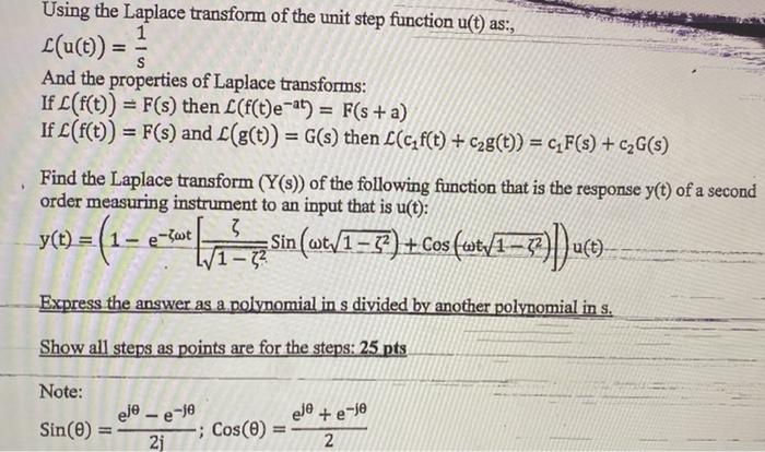 Solved Using the Laplace transform of the unit step function | Chegg.com