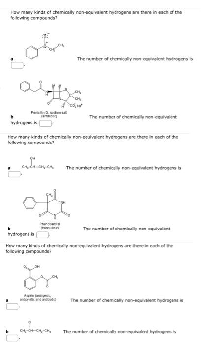 Solved How many kinds of chemically non-equivalent hydrogens | Chegg.com