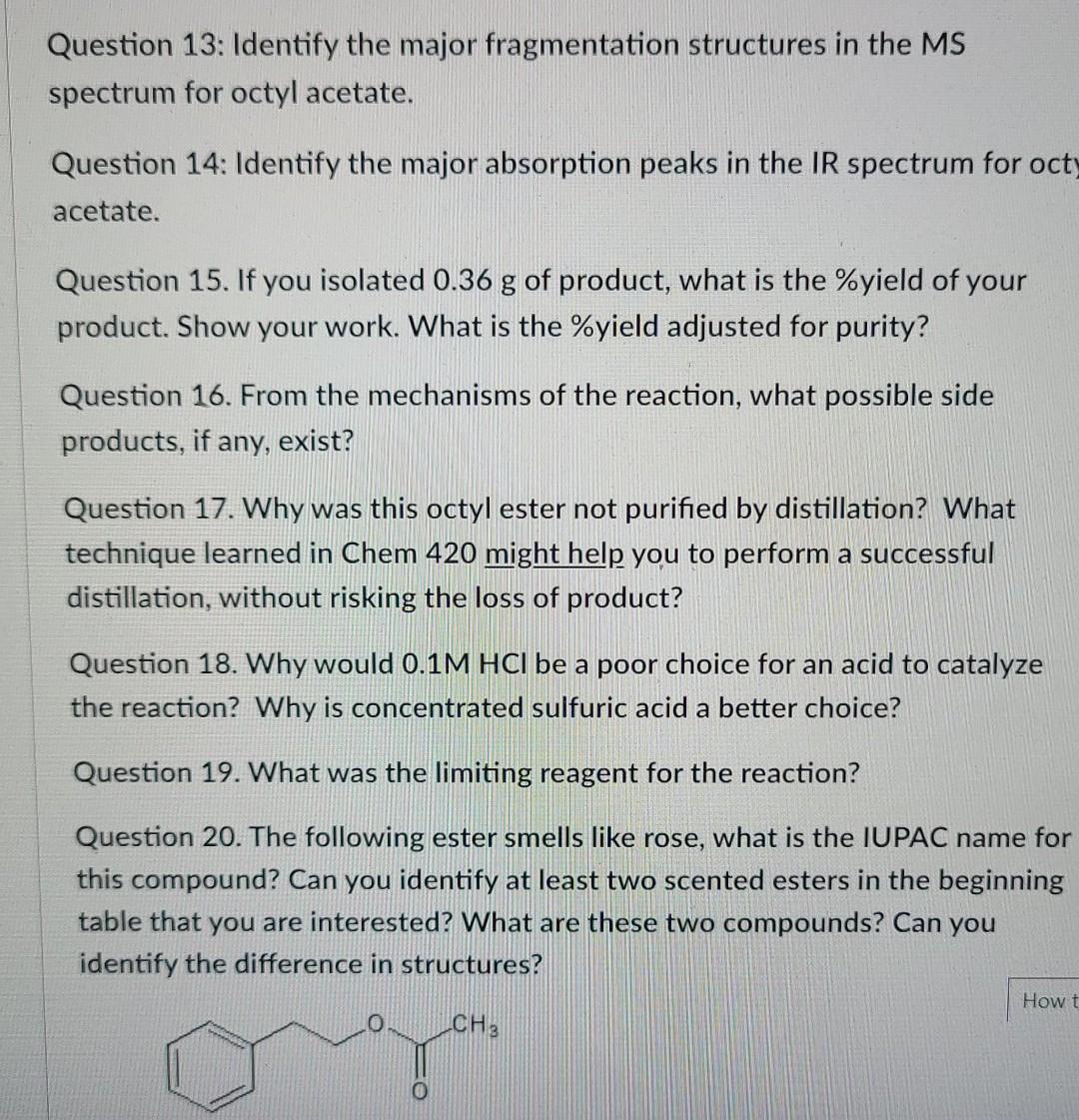 Acetic acid, actyl ester Mass Spectrum F Helative | Chegg.com