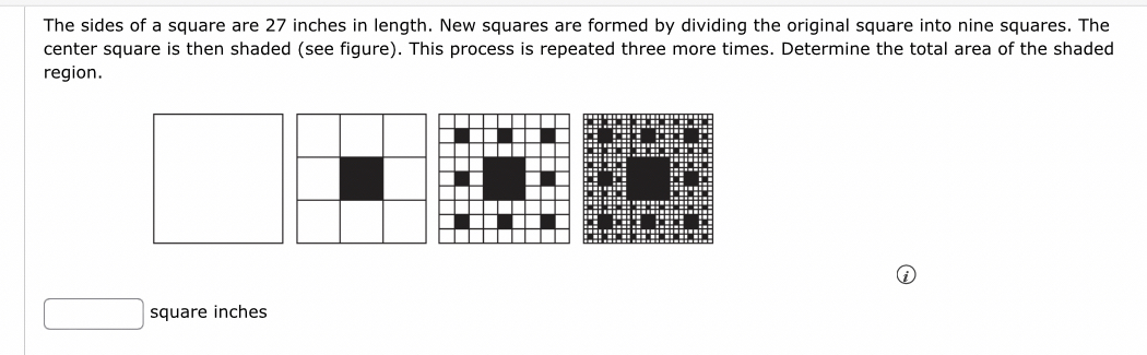 Solved The sides of a square are 27 ﻿inches in length. New | Chegg.com