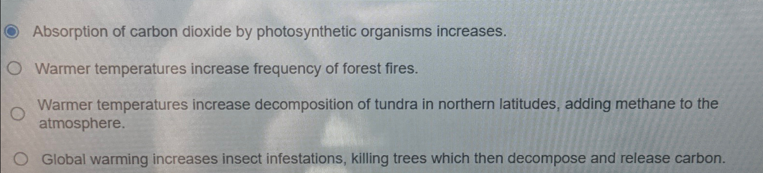 Solved Absorption of carbon dioxide by photosynthetic | Chegg.com
