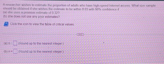 Solved A researcher wishes to estimate the proportion of | Chegg.com