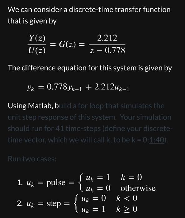 Solved We can consider a discrete-time transfer function | Chegg.com