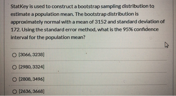 Solved Statkey Is Used To Construct A Bootstrap Sampling 5912