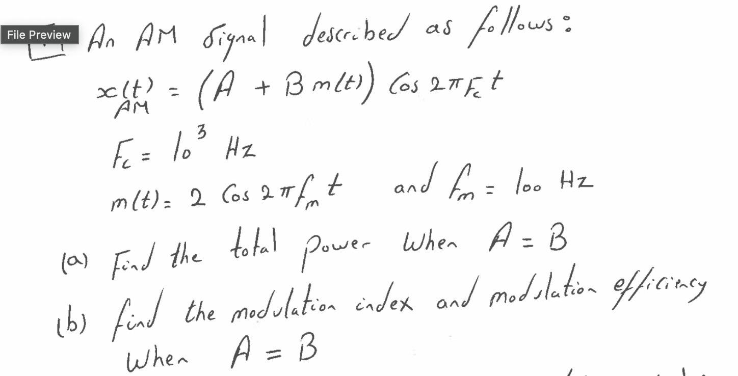Solved An AM signal described as follows: | Chegg.com