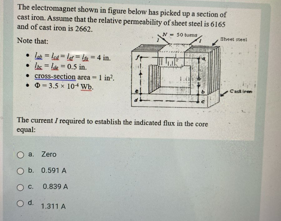 Solved The electromagnet shown in figure below has picked up | Chegg.com