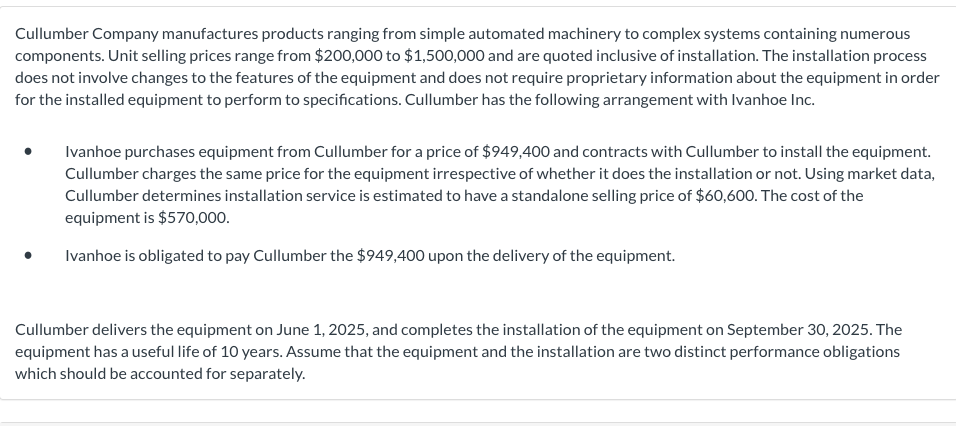Solved Cullumber Company manufactures products ranging from | Chegg.com