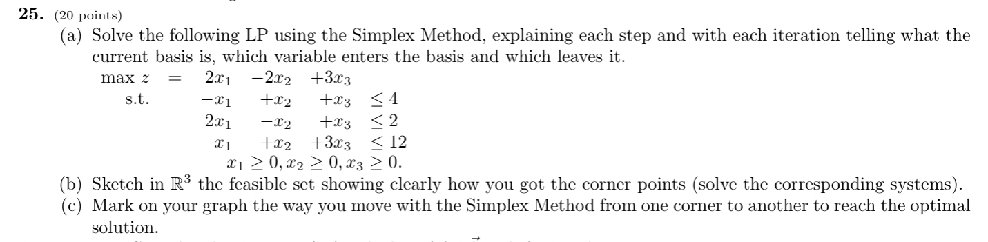Solved (20 ﻿points)(a) ﻿Solve the following LP using the | Chegg.com