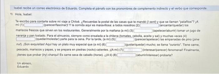 Isabel recibe un correo electrónico de Eduardo. | Chegg.com