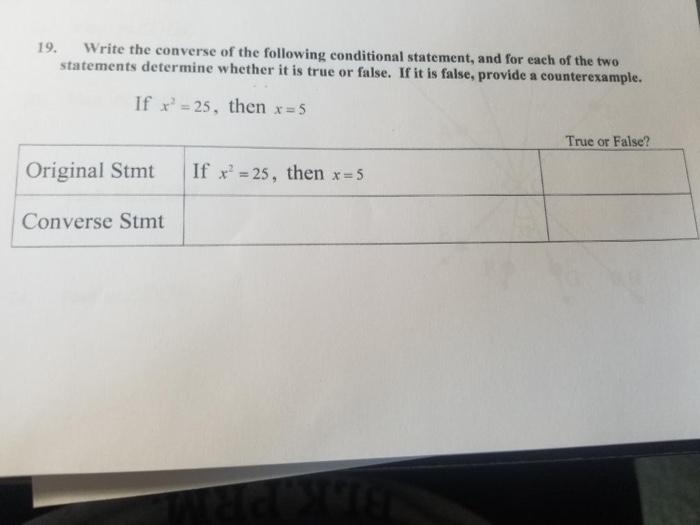 Solved 19. Write the converse of the following conditional | Chegg.com