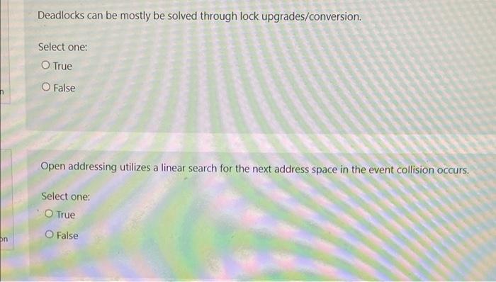 Solved Deadlocks can be mostly be solved through lock | Chegg.com