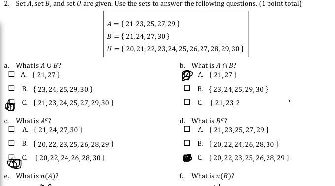Solved Set A, ﻿set B, ﻿and set U ﻿are given. Use the sets to | Chegg.com