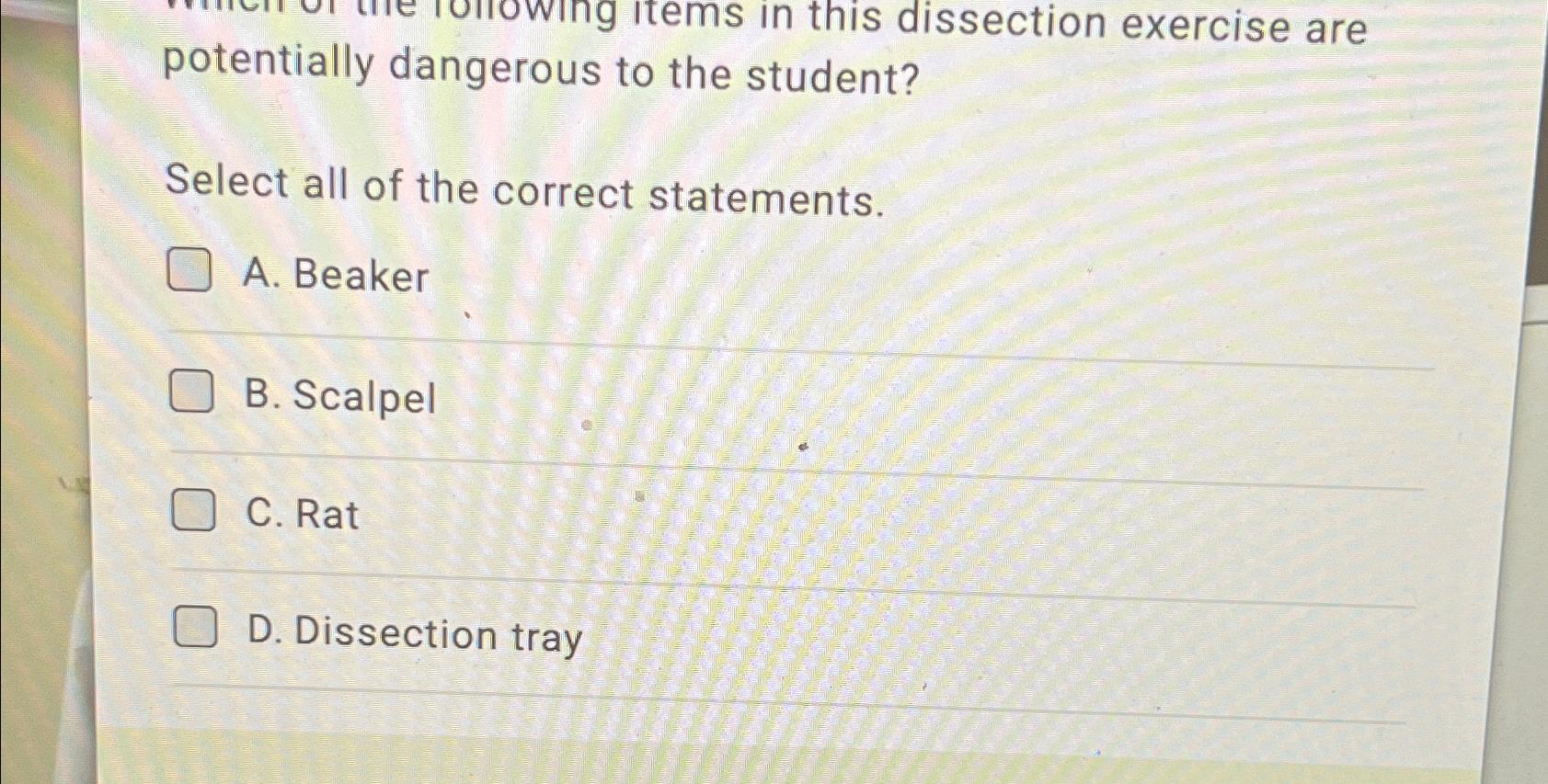 Solved Items in this dissection exercise are potentially | Chegg.com