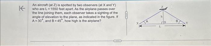 Solved An aircraft (at Z ) is spotted by two observers (at X | Chegg.com